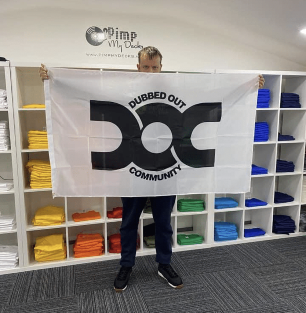DOC 5ft x 3ft black on white flag ( free uk postage) - Dubbed Out Community
